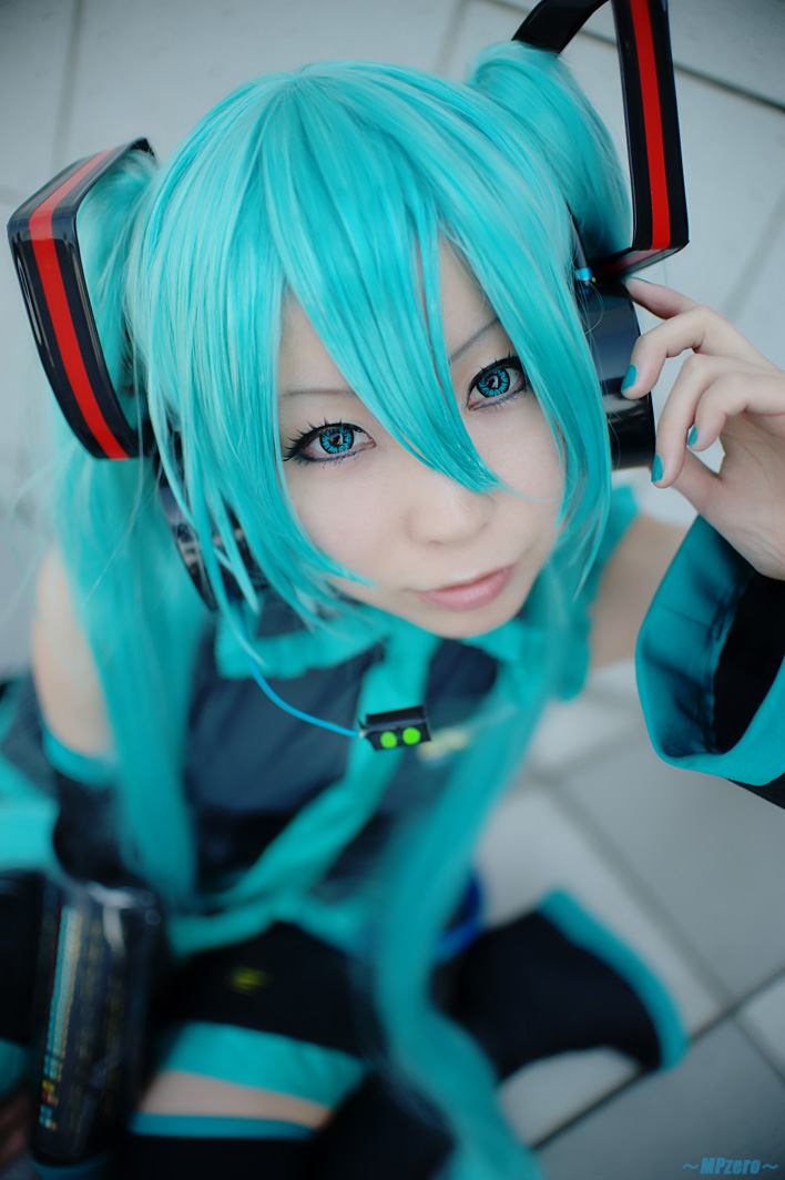 Aqua Hair Cosplay Default Costume Detached Sleeves Hatsune Miku Headset